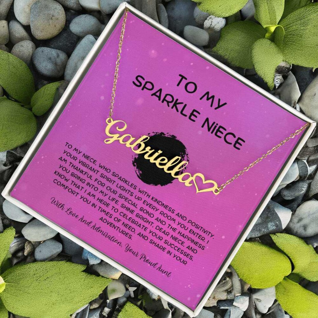 To My Sparkle Niece - From Aunt to Niece Heart Name Necklace - Etsy