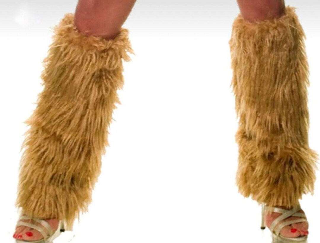 Beige Furry Leg Warmers – Boho Faux Fur Rave & Festival Accessory - Etsy