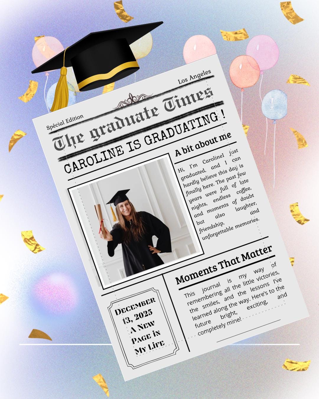 Personalized Graduation Journal Template Graduation Gift Idea Printable ...