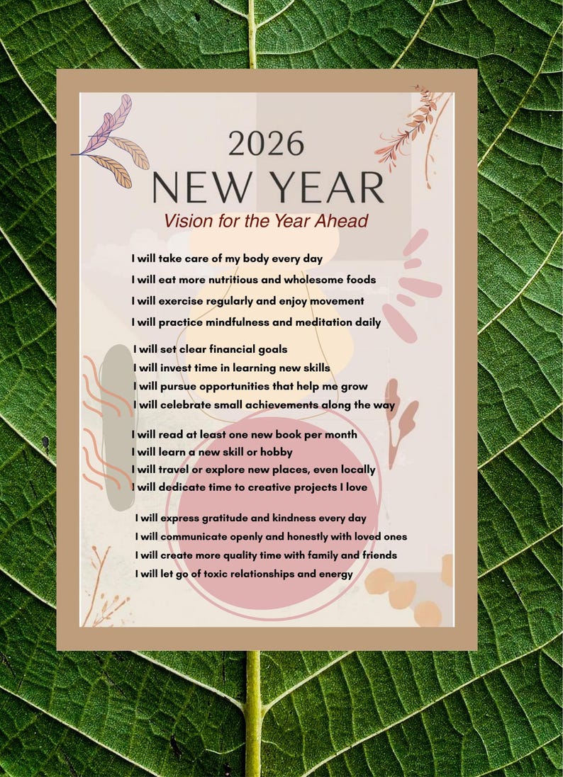 Vision Board Printable A4 Powerful Affirmations for Manifestation, Goal ...