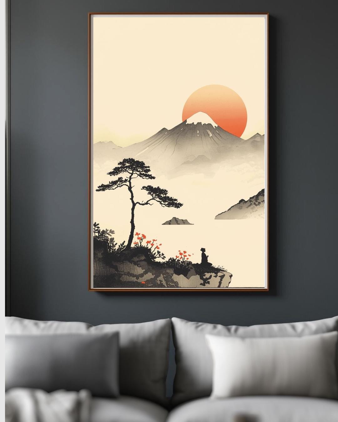 Japanese Zen Landscape Wall Art – Minimalist Mount Fuji Inspired ...