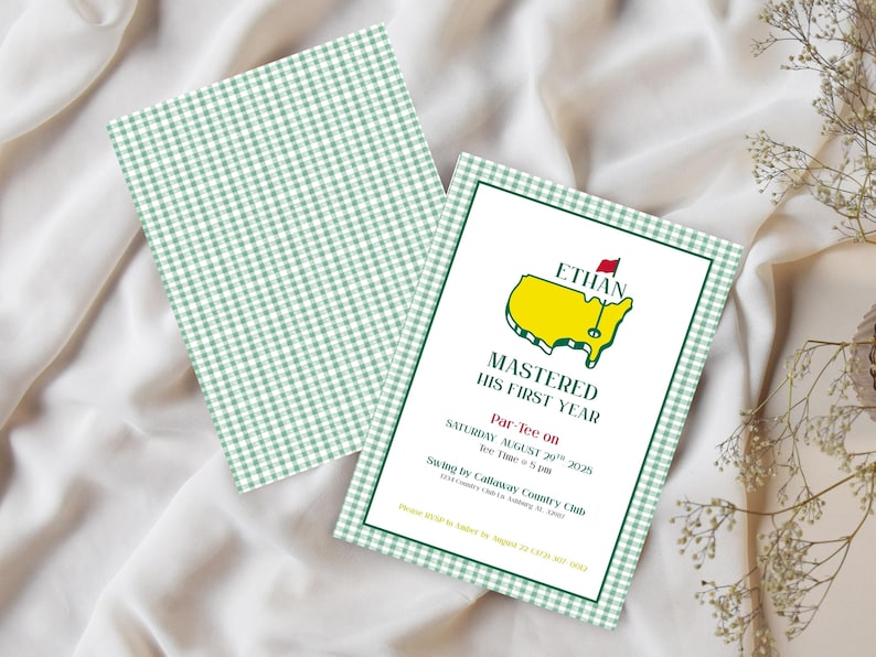 Masters Golf Theme First Birthday Invite | Golf Par-tee Printable ...