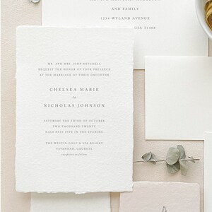 Handmade Paper Wedding Invitation Minimalist Wedding | Etsy