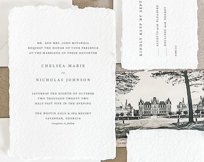 Handmade Paper Wedding Invitation Minimalist Wedding - Etsy