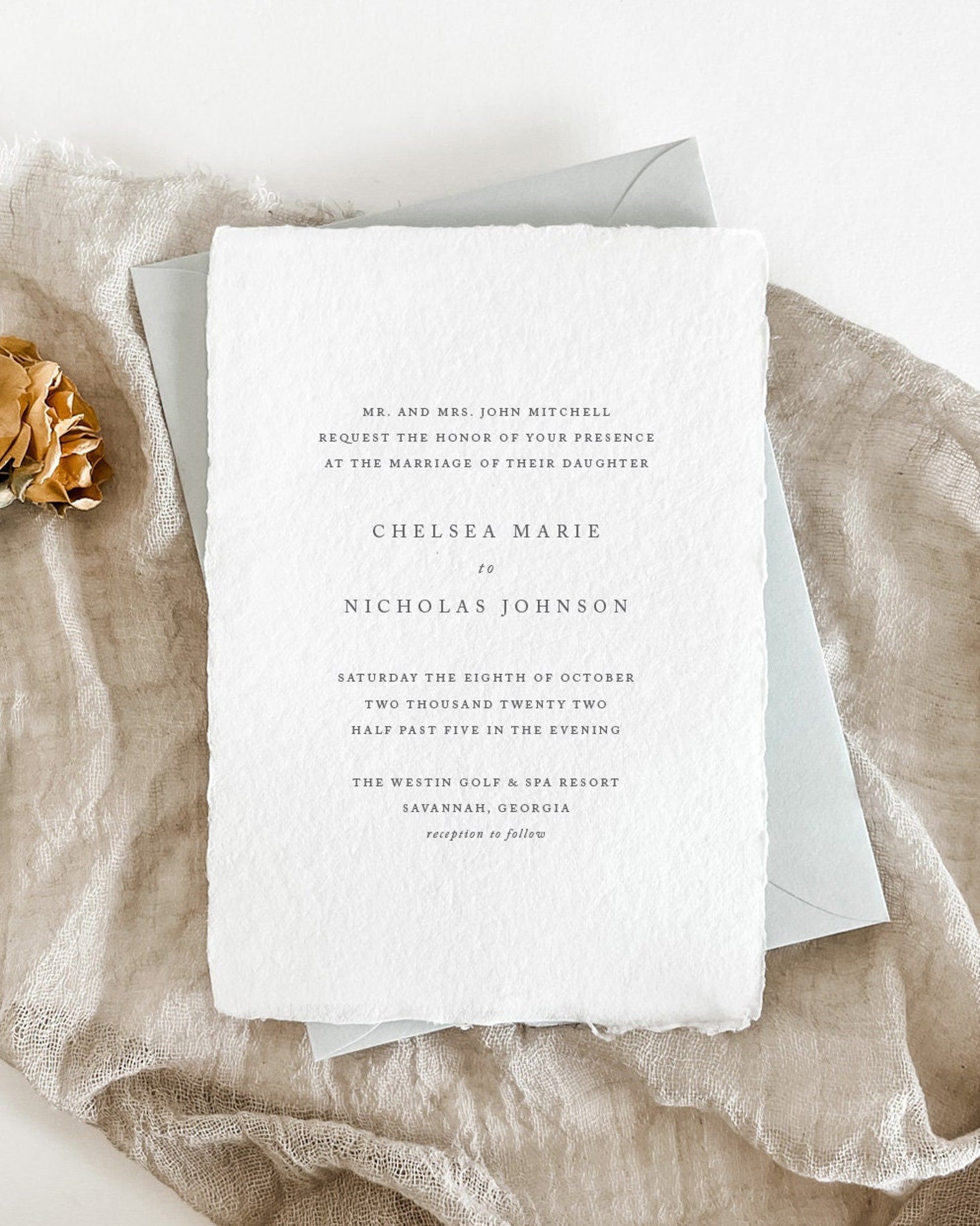 Handmade Paper Wedding Invitation Minimalist Wedding - Etsy