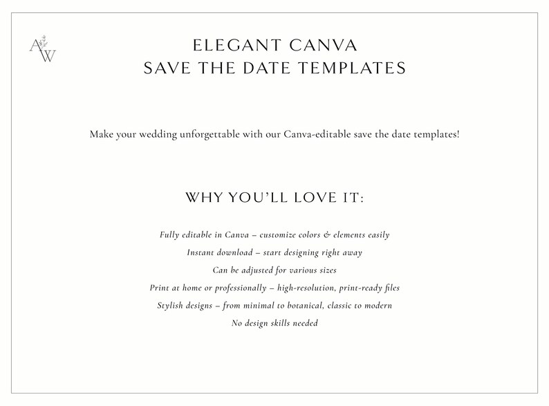 Photo Save the Date Canva Template | Classic Elegant Save the Date Template | Wedding ...