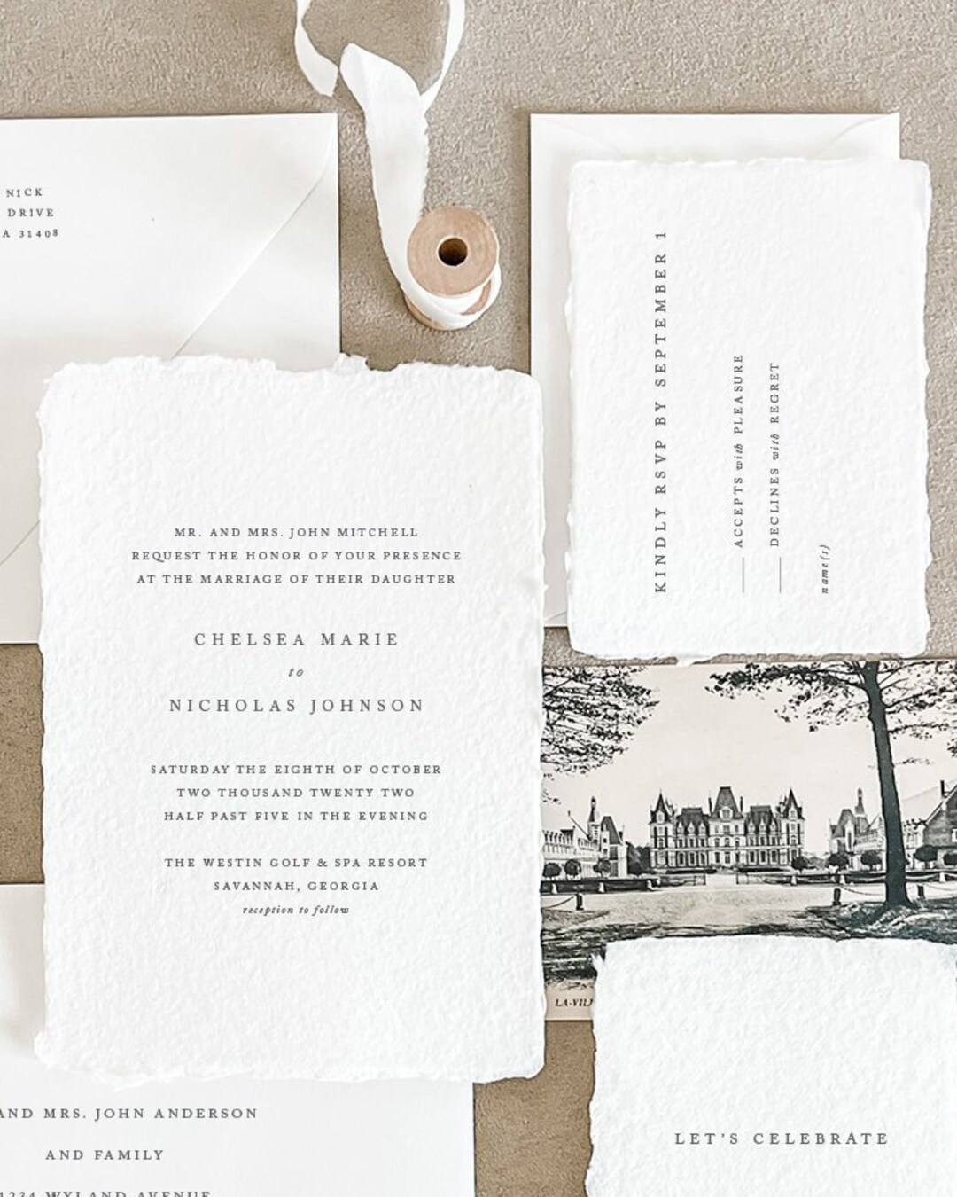 Handmade Paper Wedding Invitation Minimalist Wedding - Etsy