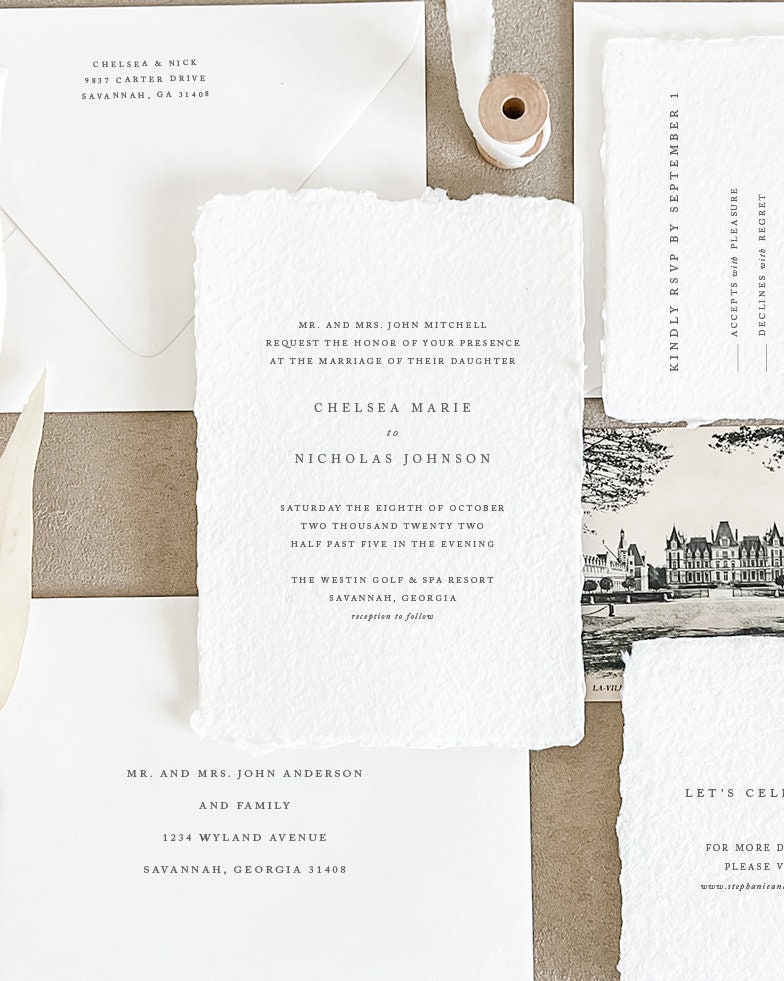 Handmade Paper Wedding Invitation Minimalist Wedding - Etsy