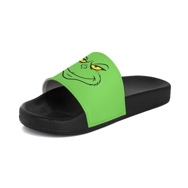 Grinch Slides - "steppin' Into Good Cheer" | Holiday Slippers| Funny ...