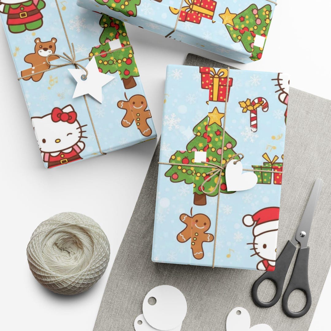 Hello Kitty Christmas Pattern Gift Wrap Paper | Holiday Wrapping Sheet ...