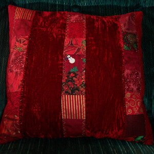 Christmas Pillow Sham in Red Velvet and Christmas Prints - Etsy