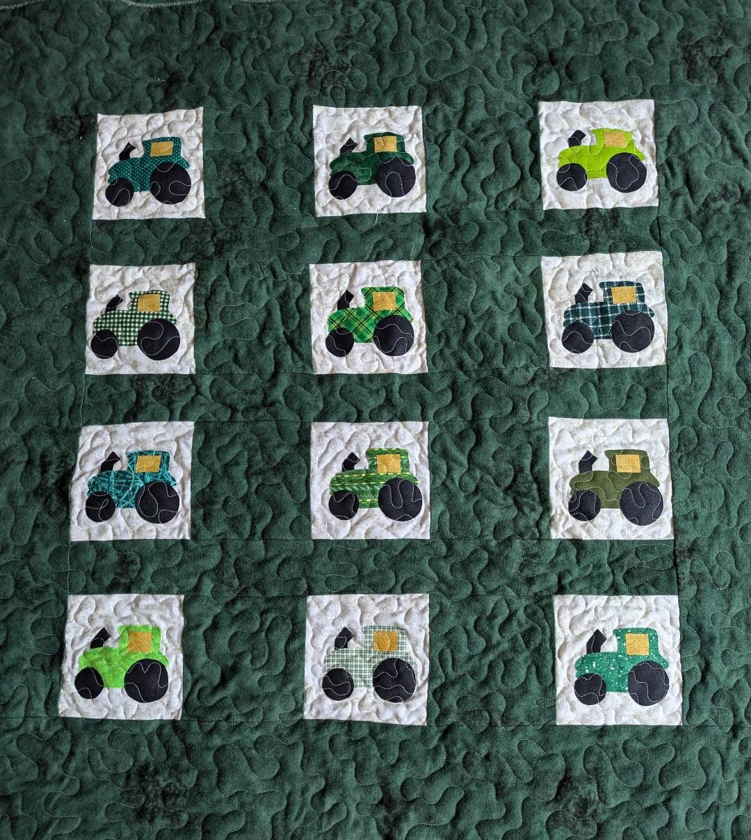 Little Green Tractors Baby Quilt - Etsy