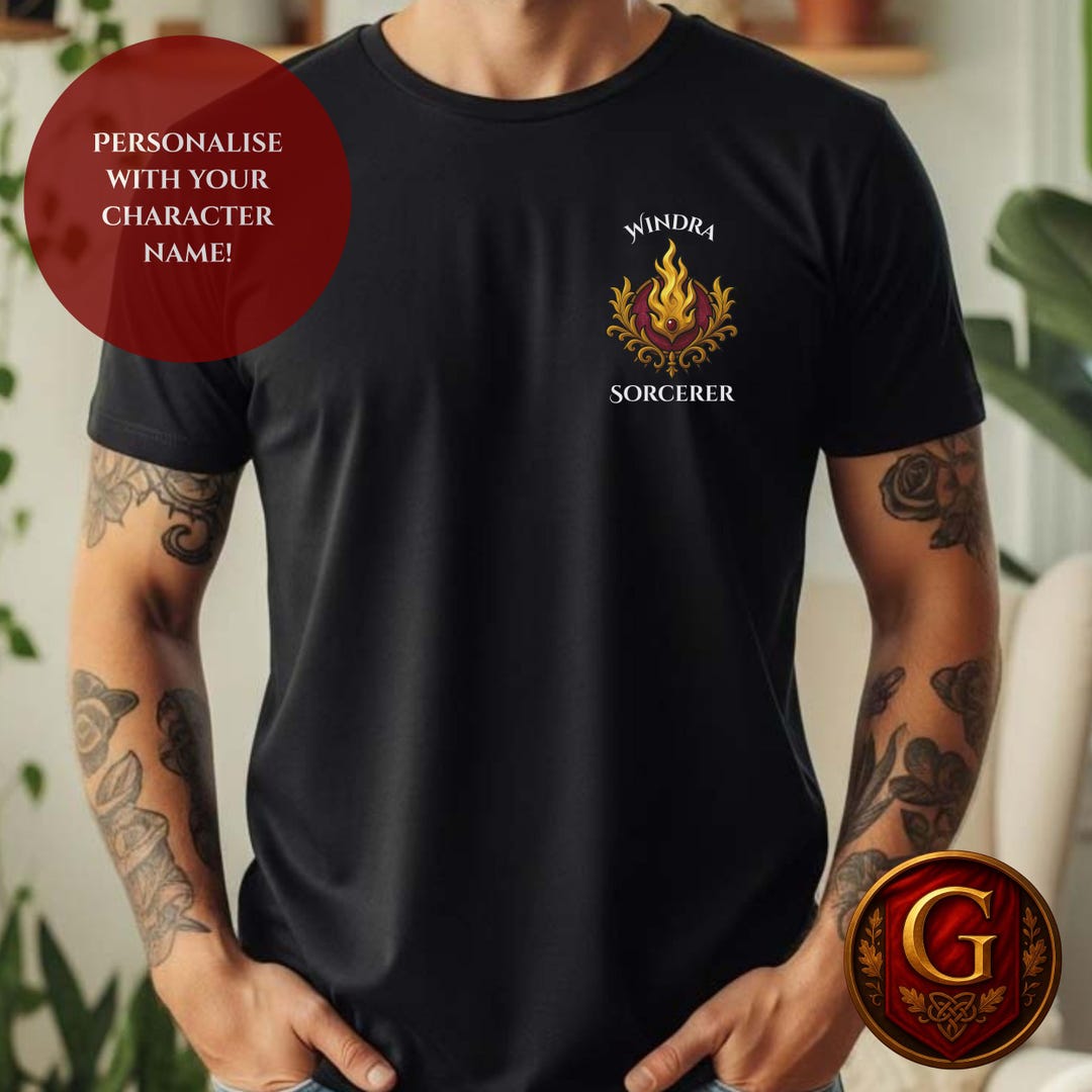 Personalisable Sorcerer Dnd-style Class Emblem Tee, Gift for TTRPG ...