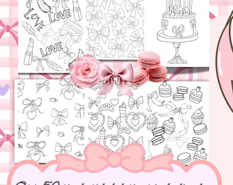 Coquette Coloring Pages Printable | Bow Coloring Sheets for Girls ...