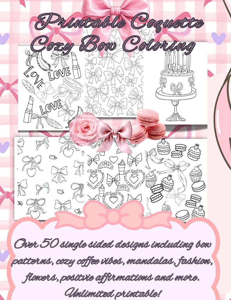 Coquette Coloring Pages Printable | Bow Coloring Sheets for Girls ...