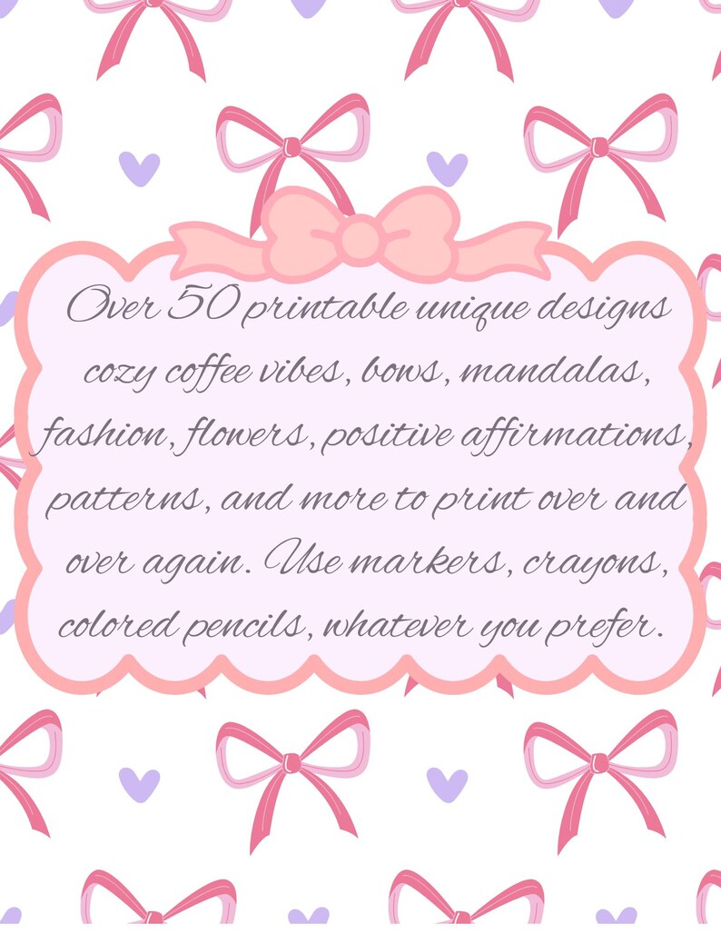 Coquette Coloring Pages Printable | Bow Coloring Sheets for Girls ...