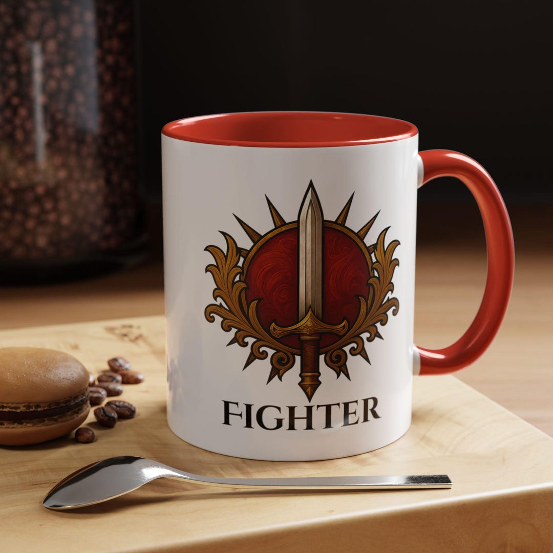 Fighter Sword Dnd Class Emblem Mug | Accent Coffee Mug 11oz 15oz - Etsy