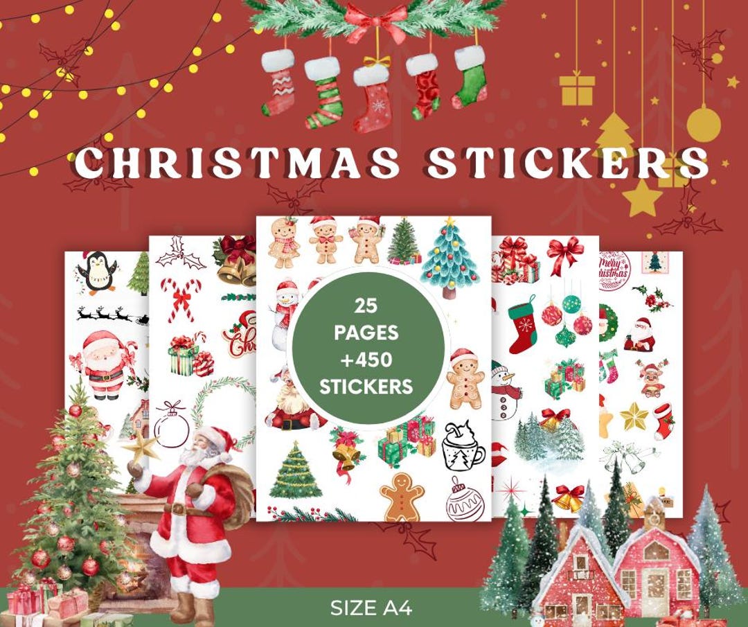 Christmas Stickers Bundle,printable Sticker Set,cute Christmas Digital ...