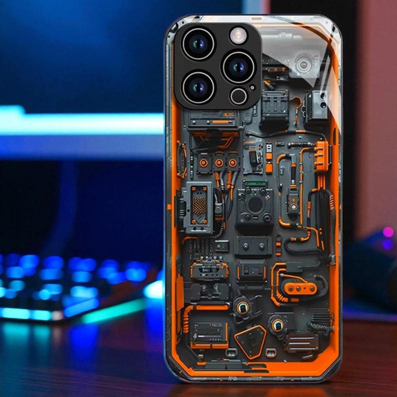 LED Light up iPhone Case | Orange Circuit Luminous Glow Cover - Etsy