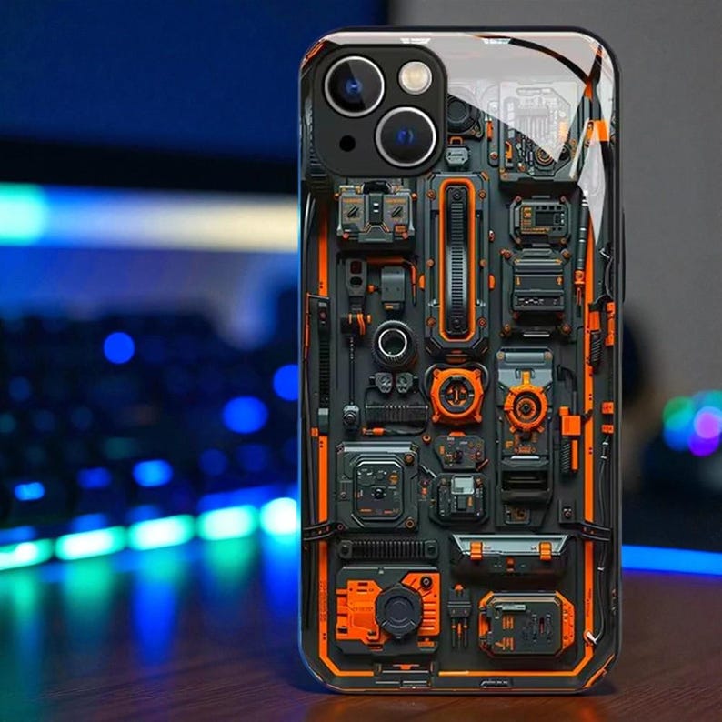 LED Light up iPhone Case | Orange Circuit Luminous Glow Cover - Etsy