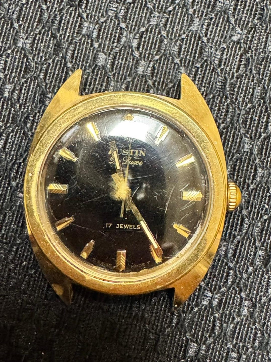 Austin Watch Co Gold & Black 17 Jewels Manual Wind Watch - Etsy