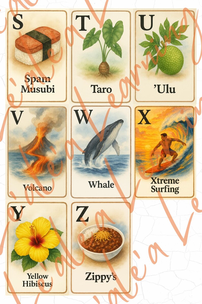 Hawaiian Watercolor Alphabet Flashcards A–Z – Digital Download - Etsy