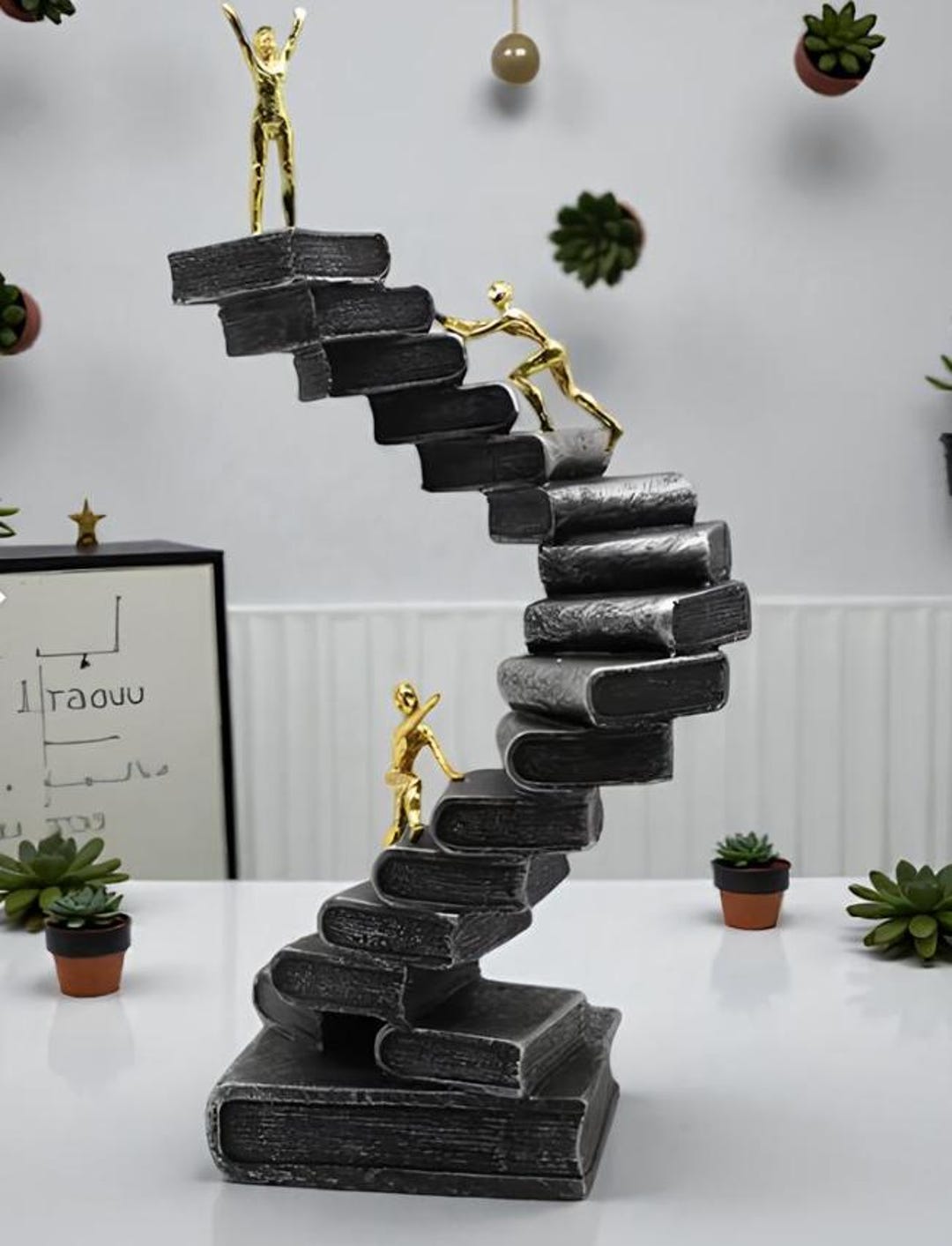 Inspirational Book Ladder Climbing Sculpture – Resin Knowledge ...