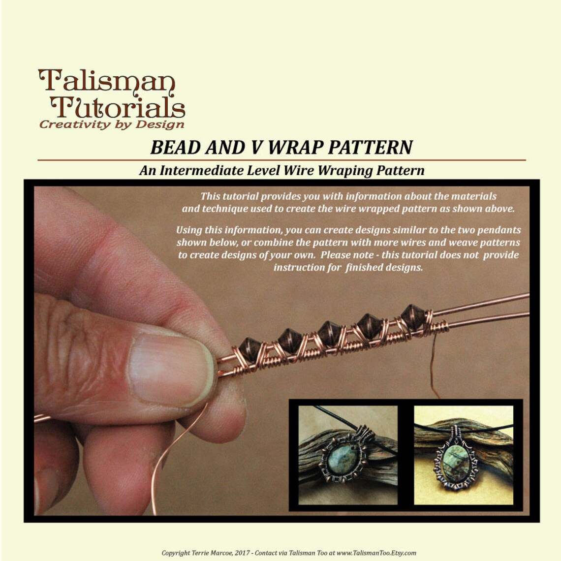TUTORIAL: Wire Wrapping Pattern, Bead and V Wrap Design. Copper Wire ...