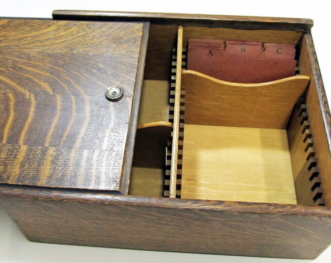 Vintage Wood File Box With Sliding Lid - Etsy