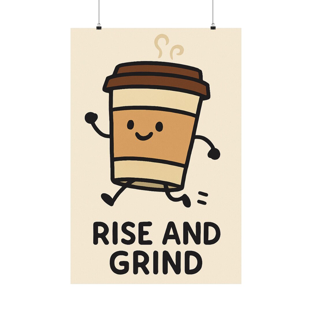Rise and Grind Coffee Poster Matte Vertical Posters, Cute Coffee Decor ...