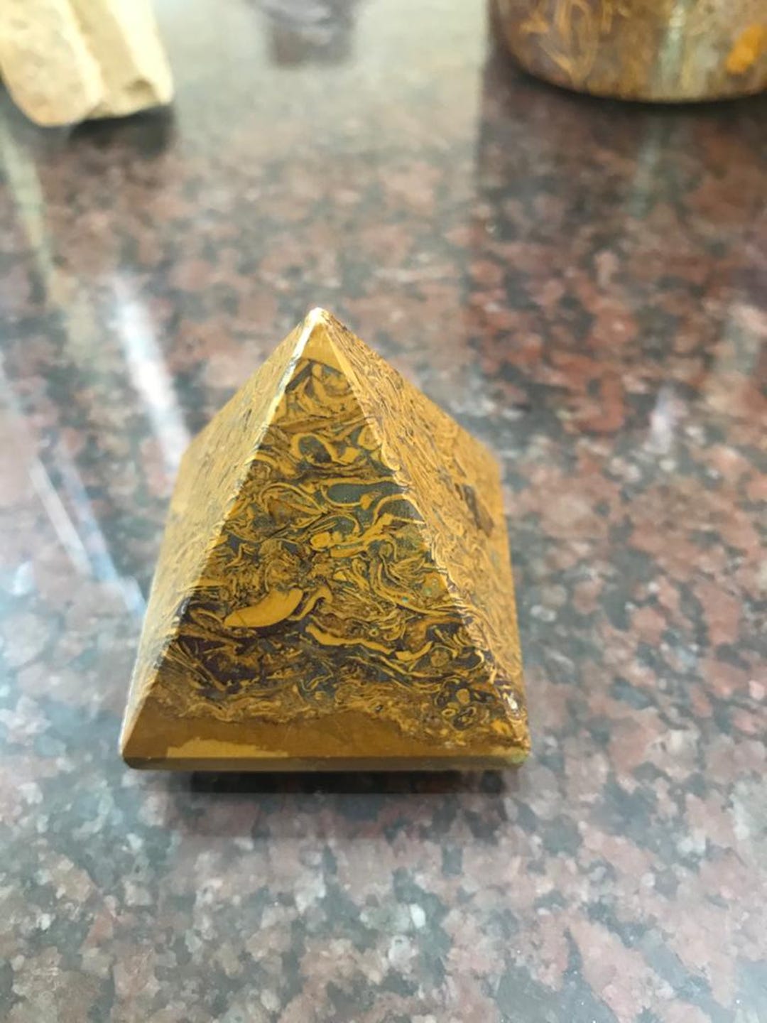Handcarved Habur Fossil Stone Pyramid | Stone Ornament From Jaisalmer ...