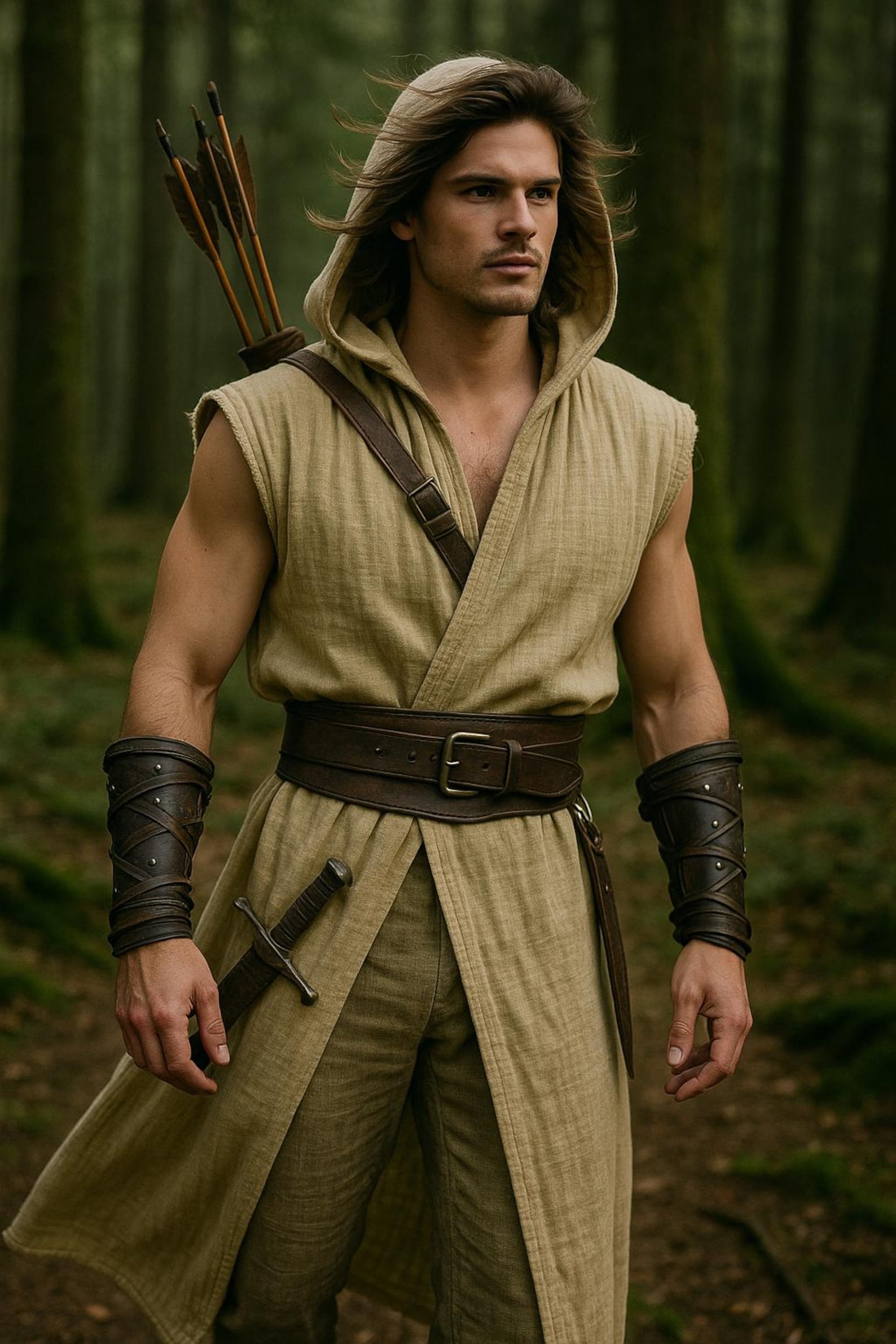 Medieval Hooded Surcoat for Men, Viking Assassin Tunic Cloak ...