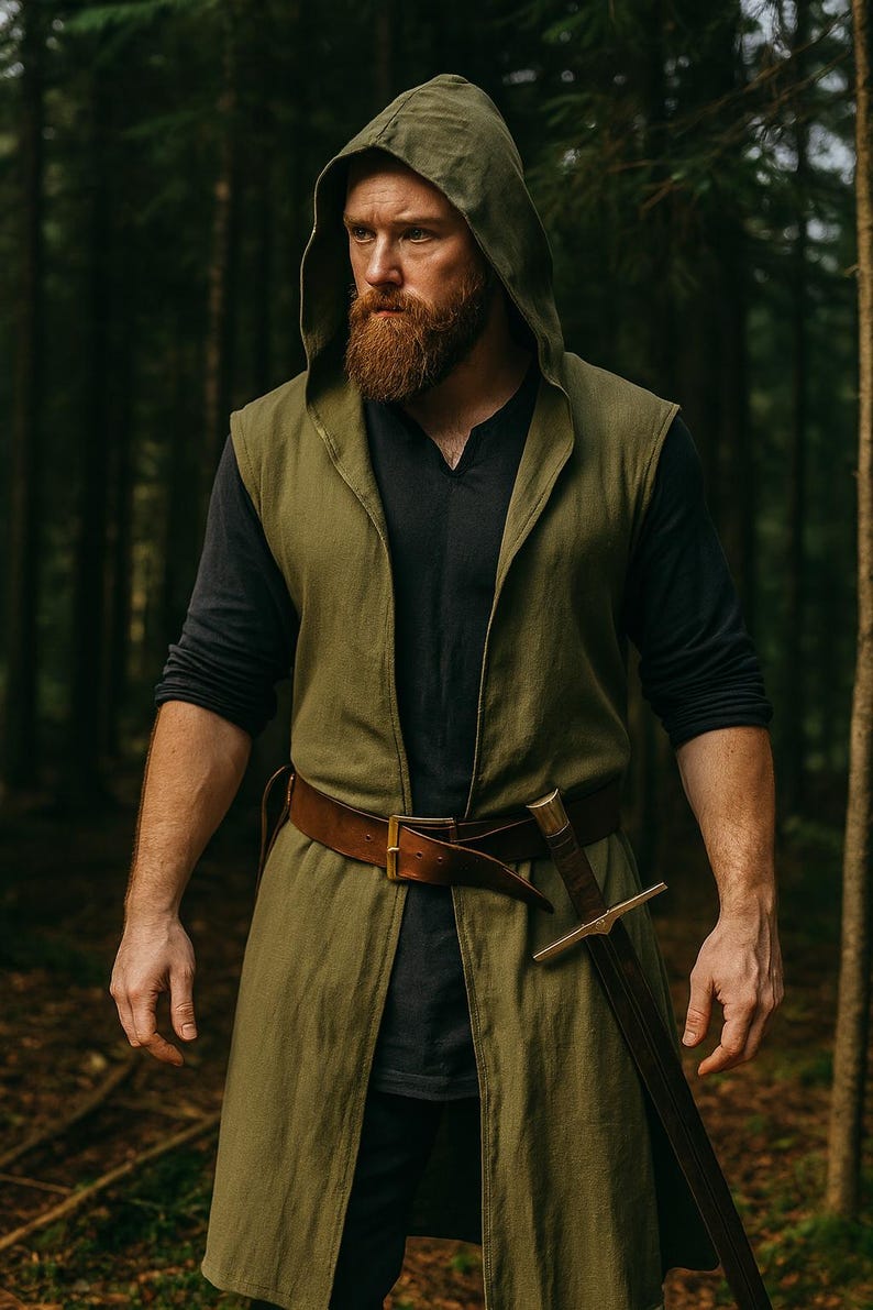 Medieval Hooded Surcoat for Men, Viking Assassin Tunic Cloak ...