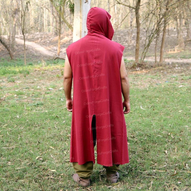 Medieval Hooded Surcoat for Men, Viking Assassin Tunic Cloak ...