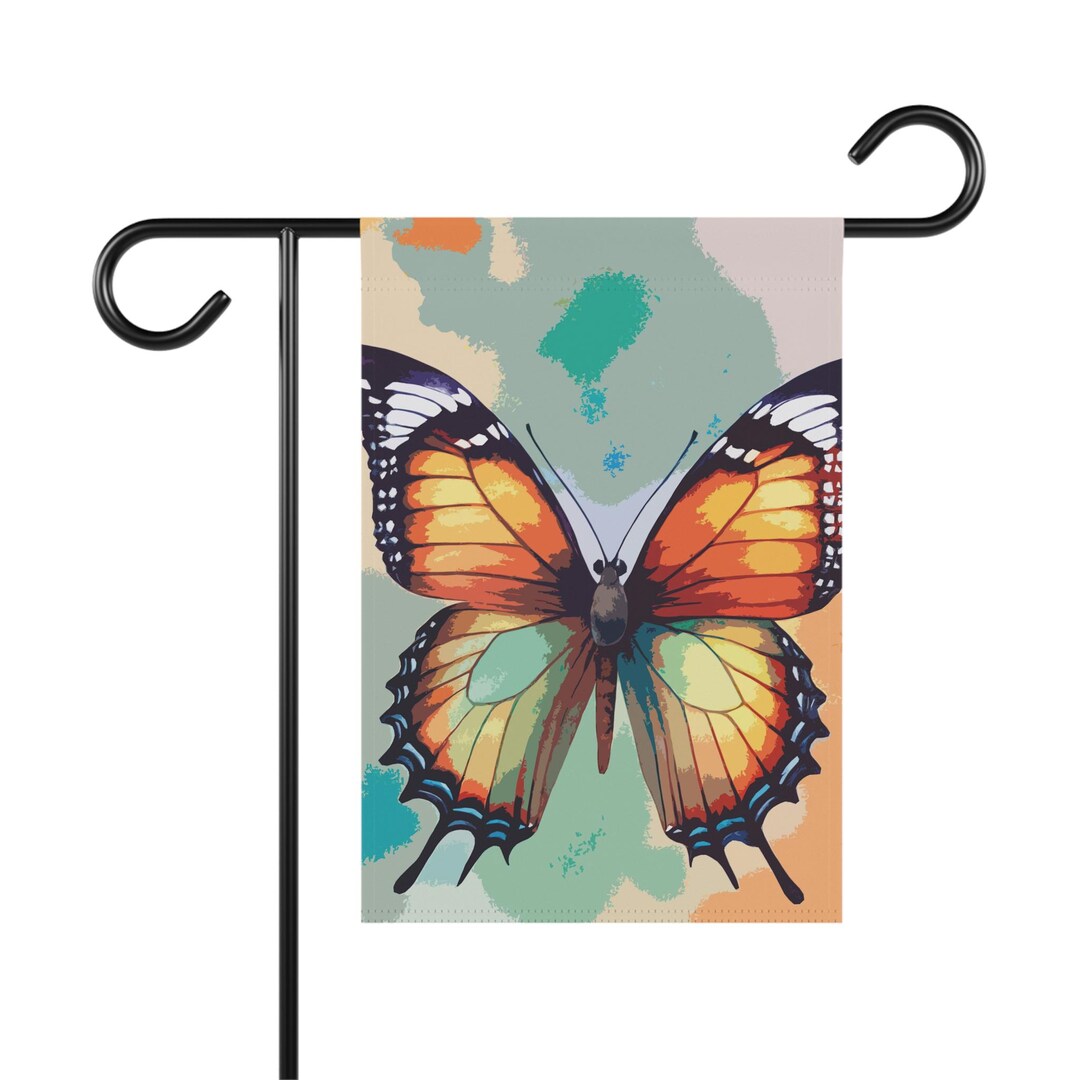Watercolor Monarch Butterfly Garden Banner | House Flag - Etsy