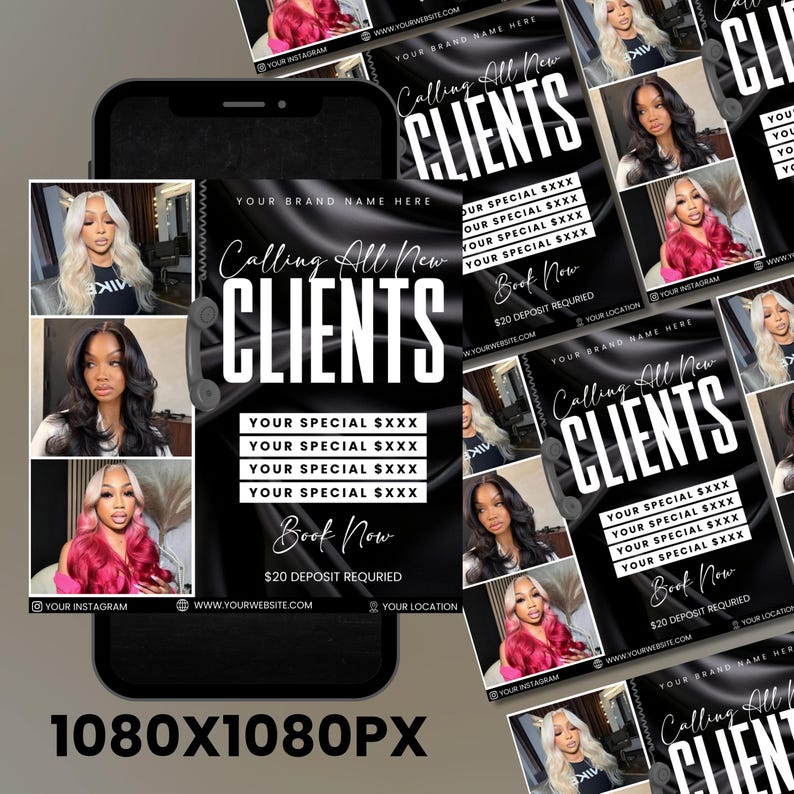 New Client Wanted Flyer, New Client Booking Flyer, Book Now Flyer, Hair ...