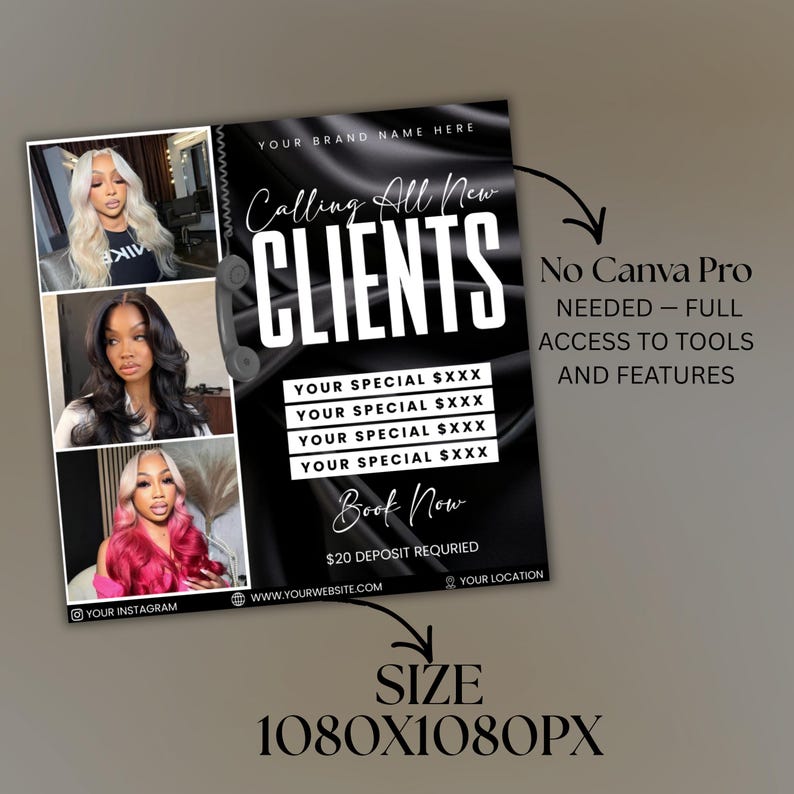 New Client Wanted Flyer, New Client Booking Flyer, Book Now Flyer, Hair ...