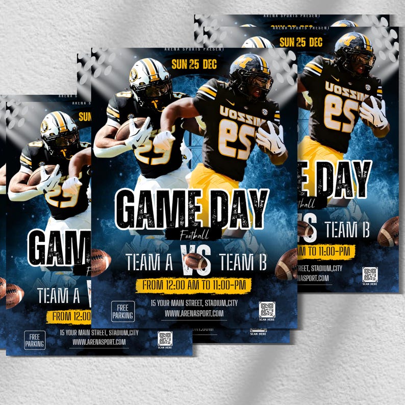 Game Day Football Flyer Template, Sports Party Invitation Flyer ...