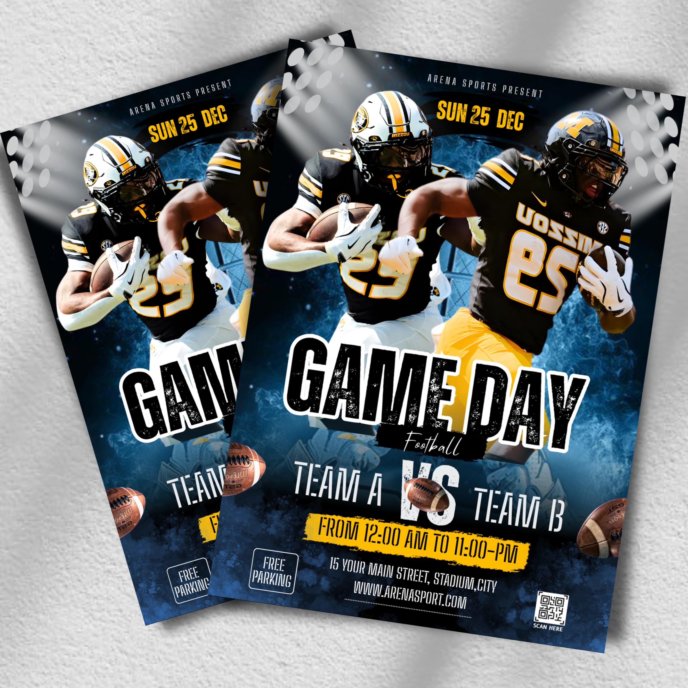 Game Day Football Flyer Template, Sports Party Invitation Flyer ...