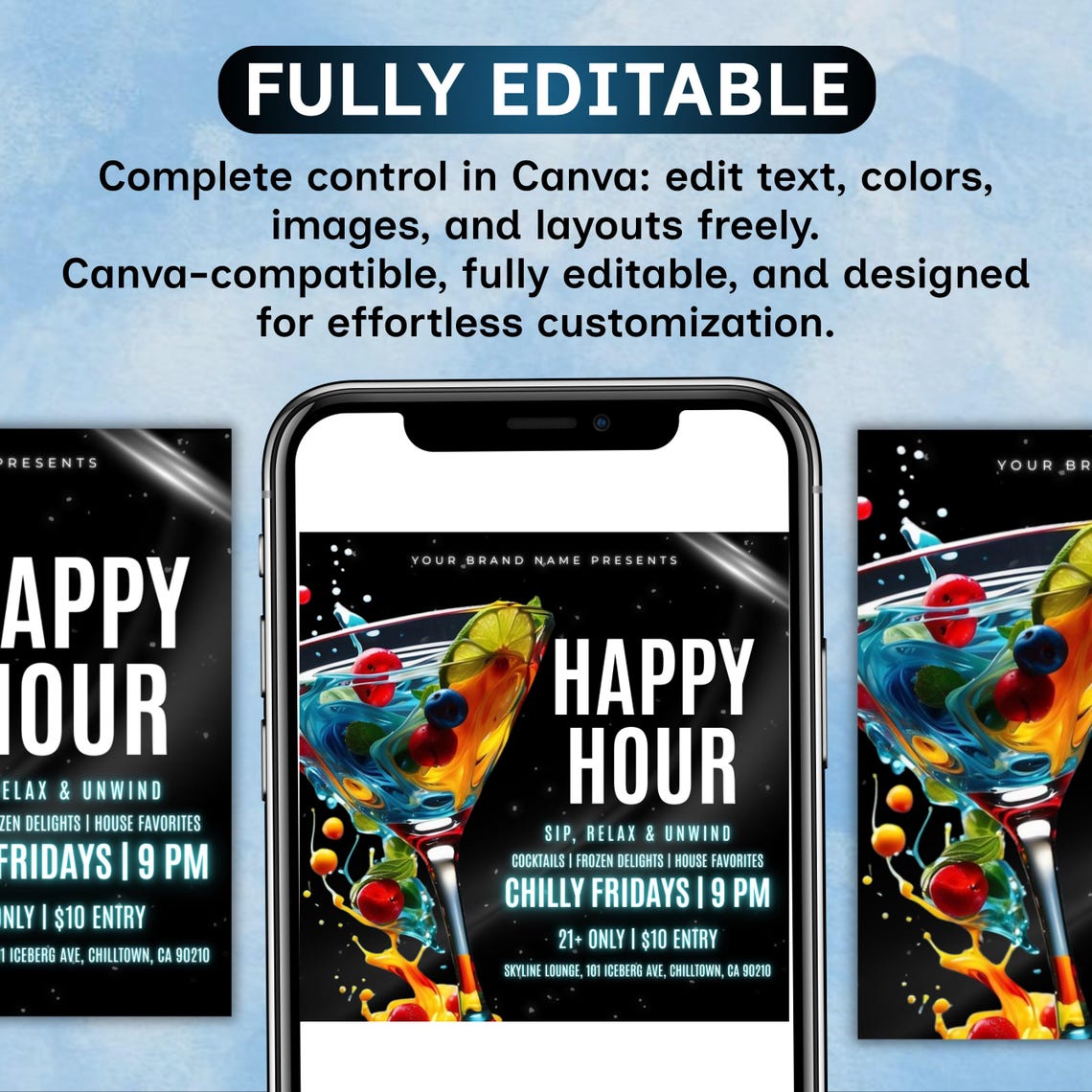Happy Hour Flyer Template, Flyer Template, Bar Promotions, Invitation ...