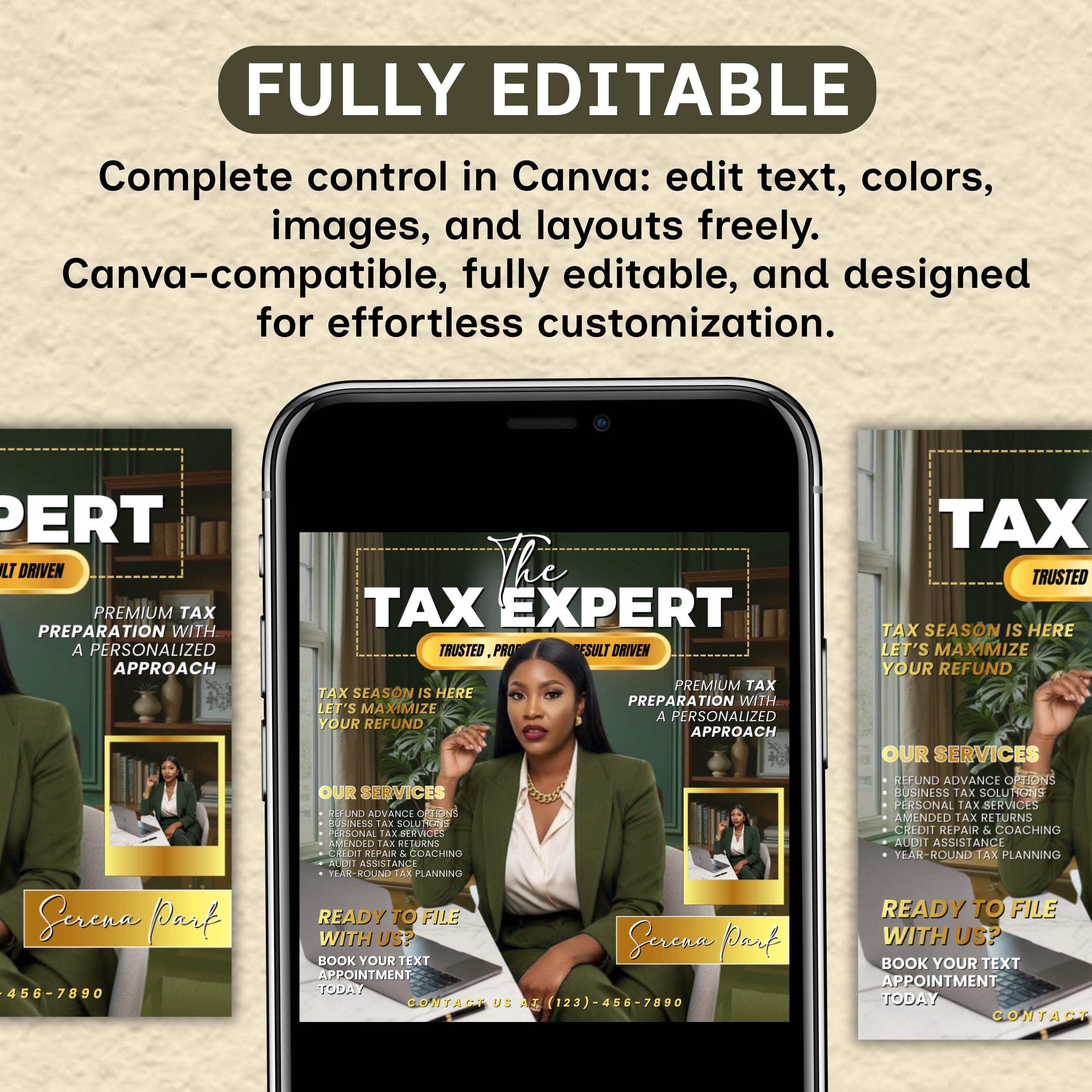 Editable Tax Prep Flyer Template, Luxury Income Tax Services Flyer ...