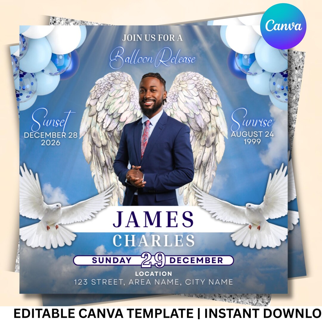 Memorial Balloon Release Flyer, Funeral Flyer, Memorial Flyer, RIP ...