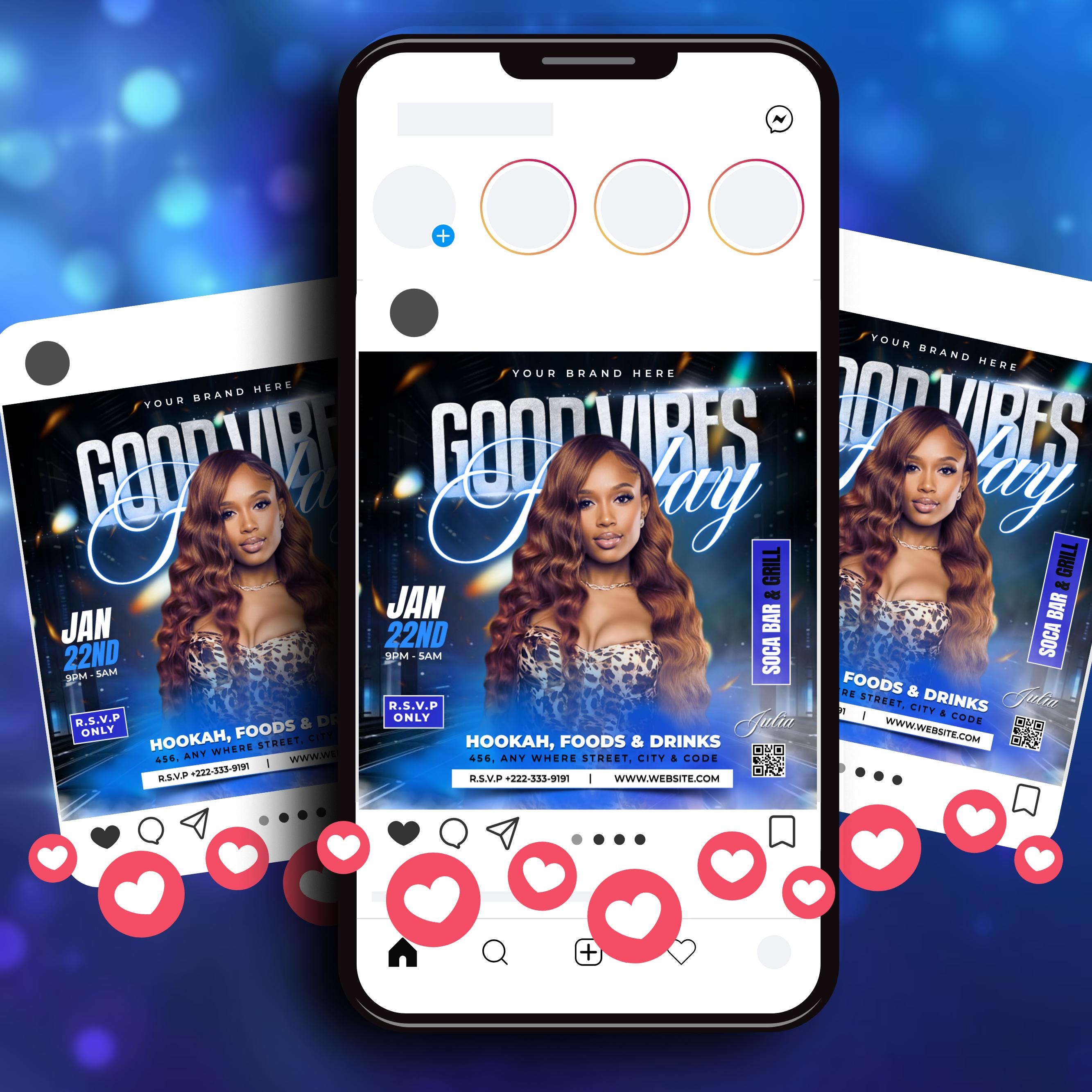 Good Vibes Friday Party Flyers, PSD Flyers, Night Club Flyer Templates ...