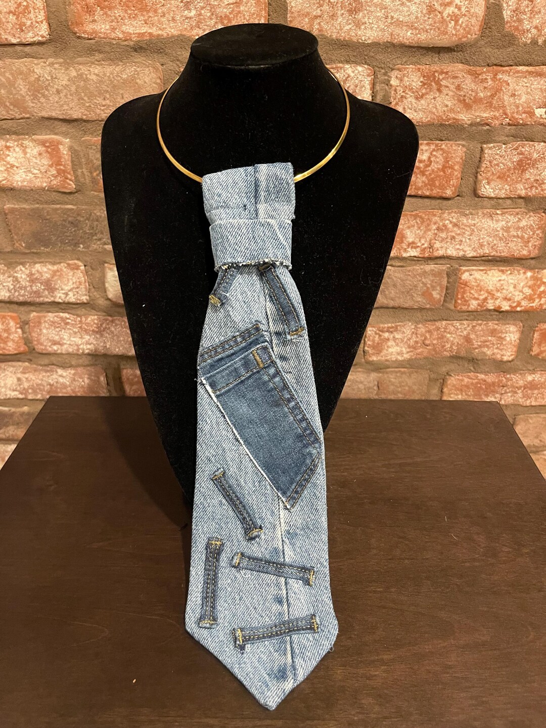 Upcycled Denim Tie Necklace | Handmade Jean Statement Accessory - Etsy
