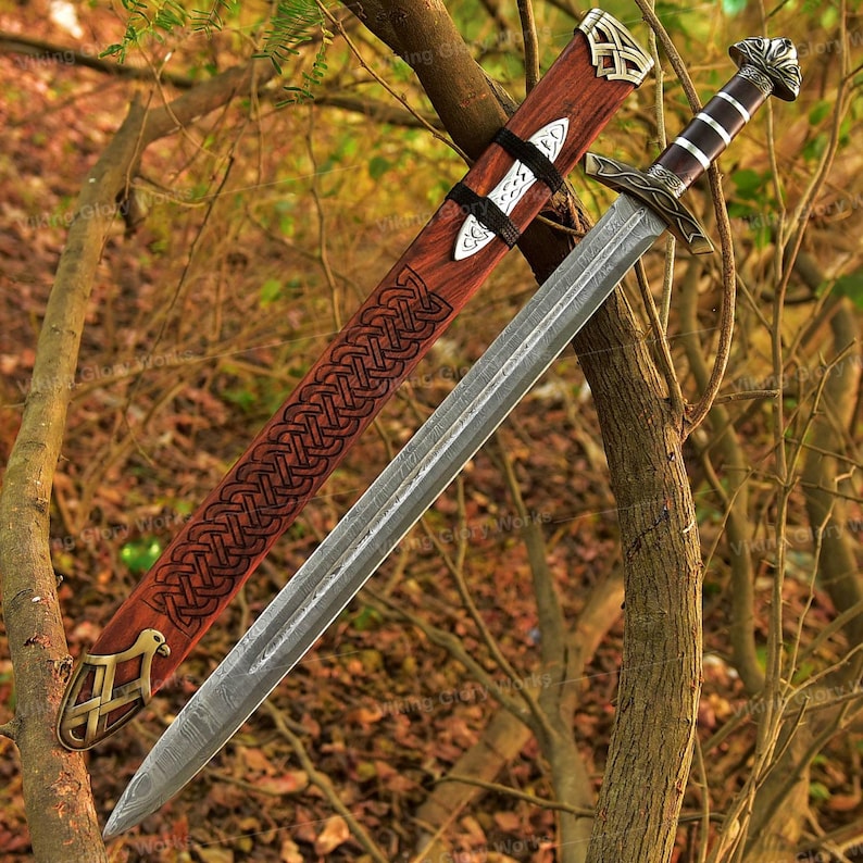 Hand Forged Damascus Steel Viking Sword - Cosplay or Wedding Gift - Etsy
