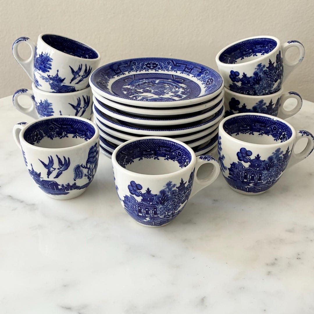 Vintage Shenango China Blue Willow Set of Demitasse Cups & Saucers ...