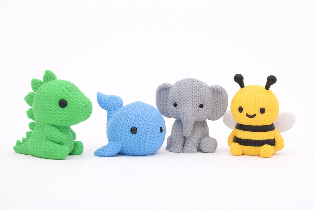 3D Printed Knit-texture Animal Collection - Etsy