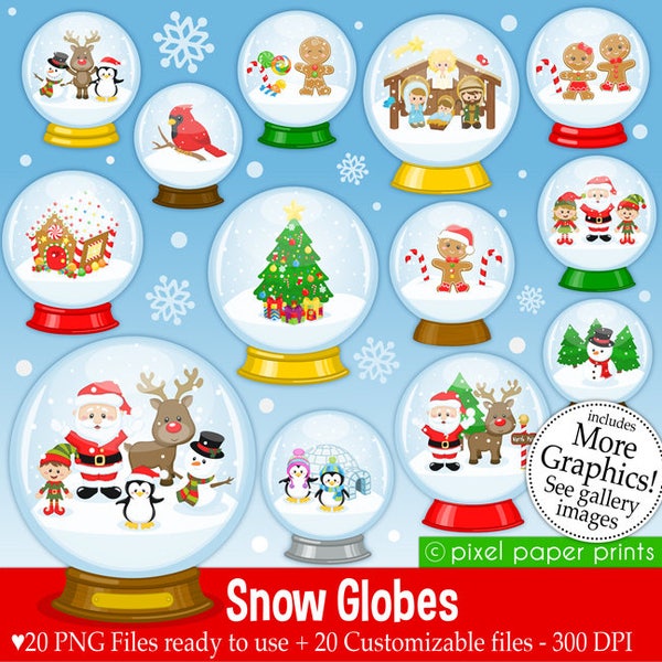 Snow Globes Clipart - Etsy