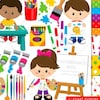 Doodle Painting Vector Pack, Art Clipart, Hobby Clipart, Painter ...