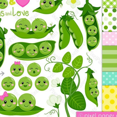Peas in a Pod Clipart Clip Art and Digital Paper Set - Etsy